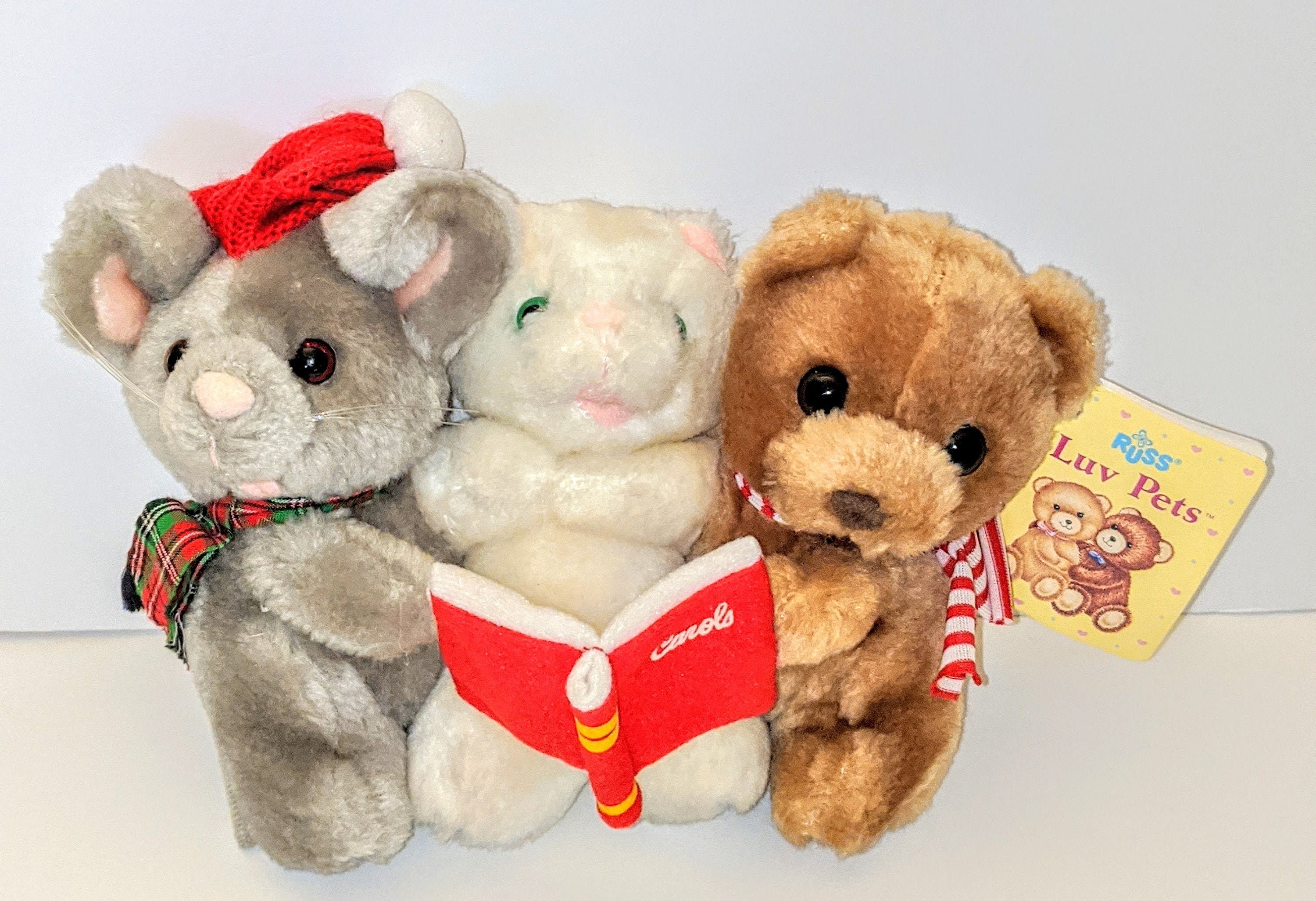 Vintage Russ Berrie Luv Pets Christmas Plush Mouse Cat Bear Christmas ...