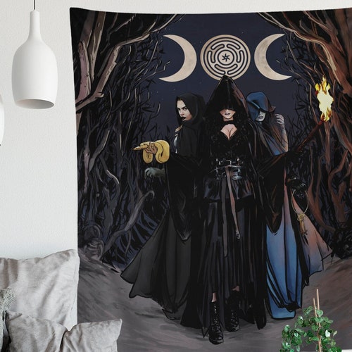 Moon Goddess Hecate Tapestry Wiccan Tapestry Hekate Witchy - Etsy