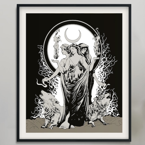 Hecate Moon Goddess Poster Painted Wiccan Triple Goddess - Etsy