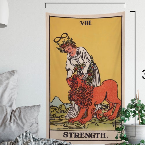 The Strength Tarot Card Tapestry Full Card Tapestry Rider Etsy