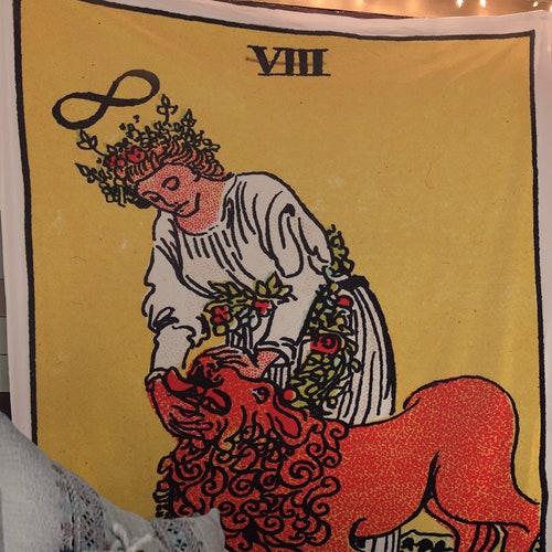 9 Of Pentacles Tarot Card Tapestry Rider Waite Nine Of Etsy