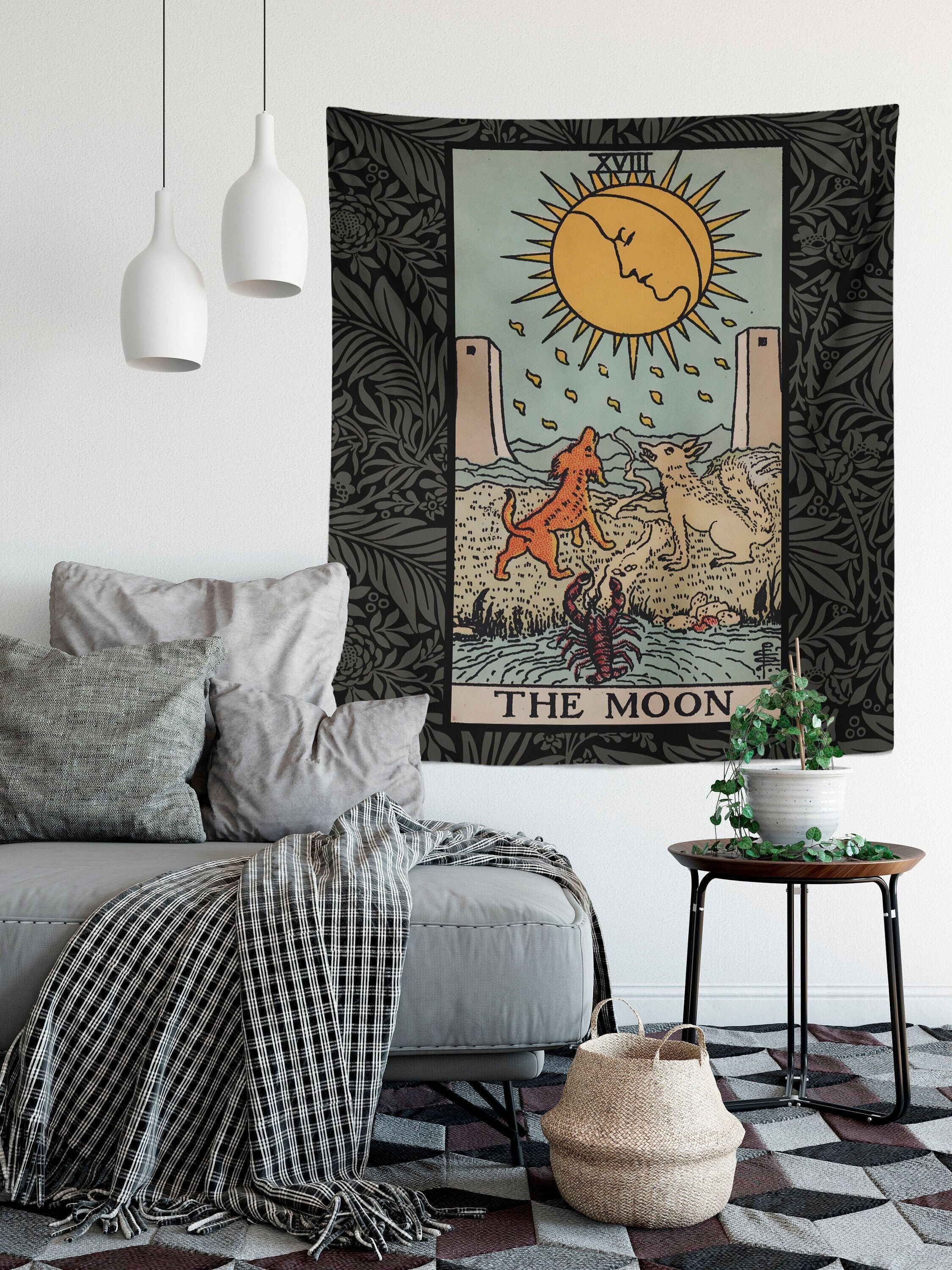 The Moon Tarot Card Tapestry Rider Waite The Moon Tapestry | Etsy