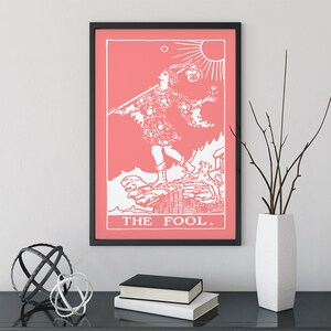 The Fool Tarot Card Print – Pink and White Art Poster - Etsy