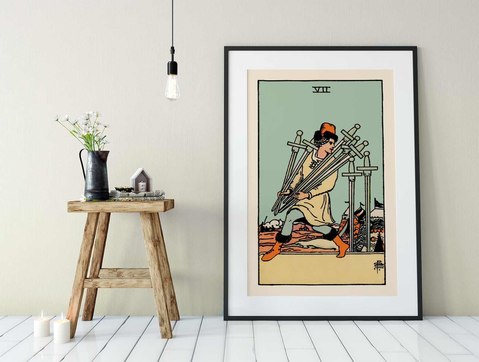 7 of Swords Tarot Card Print the Seven of Swords Blue Sky - Etsy