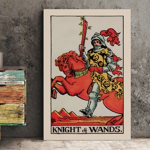 Knight of Wands Tarot Card Print - Vintage Style Poster - Etsy