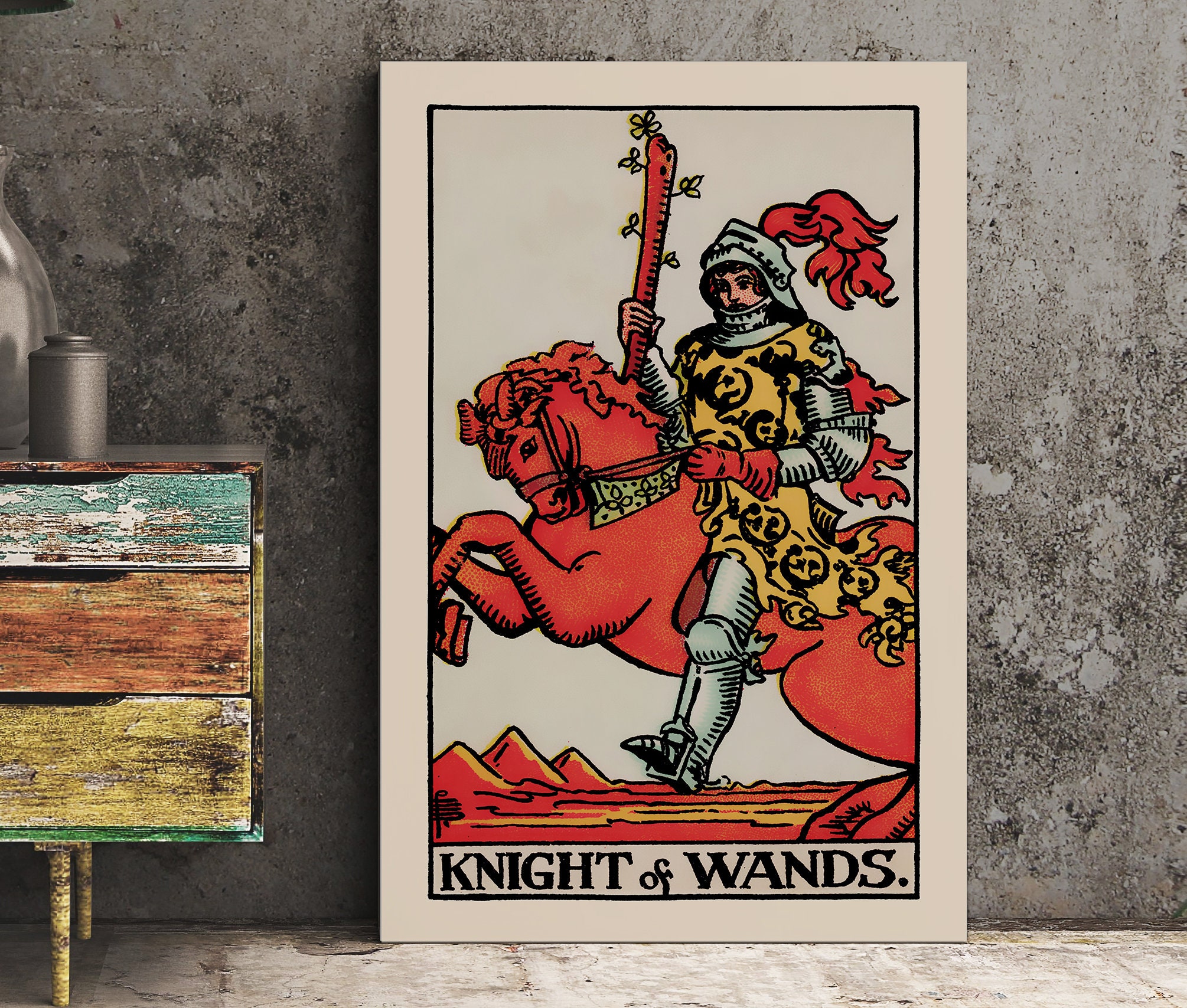 Knight of Wands Tarot Card Print The Knight of Wands Card | Etsy