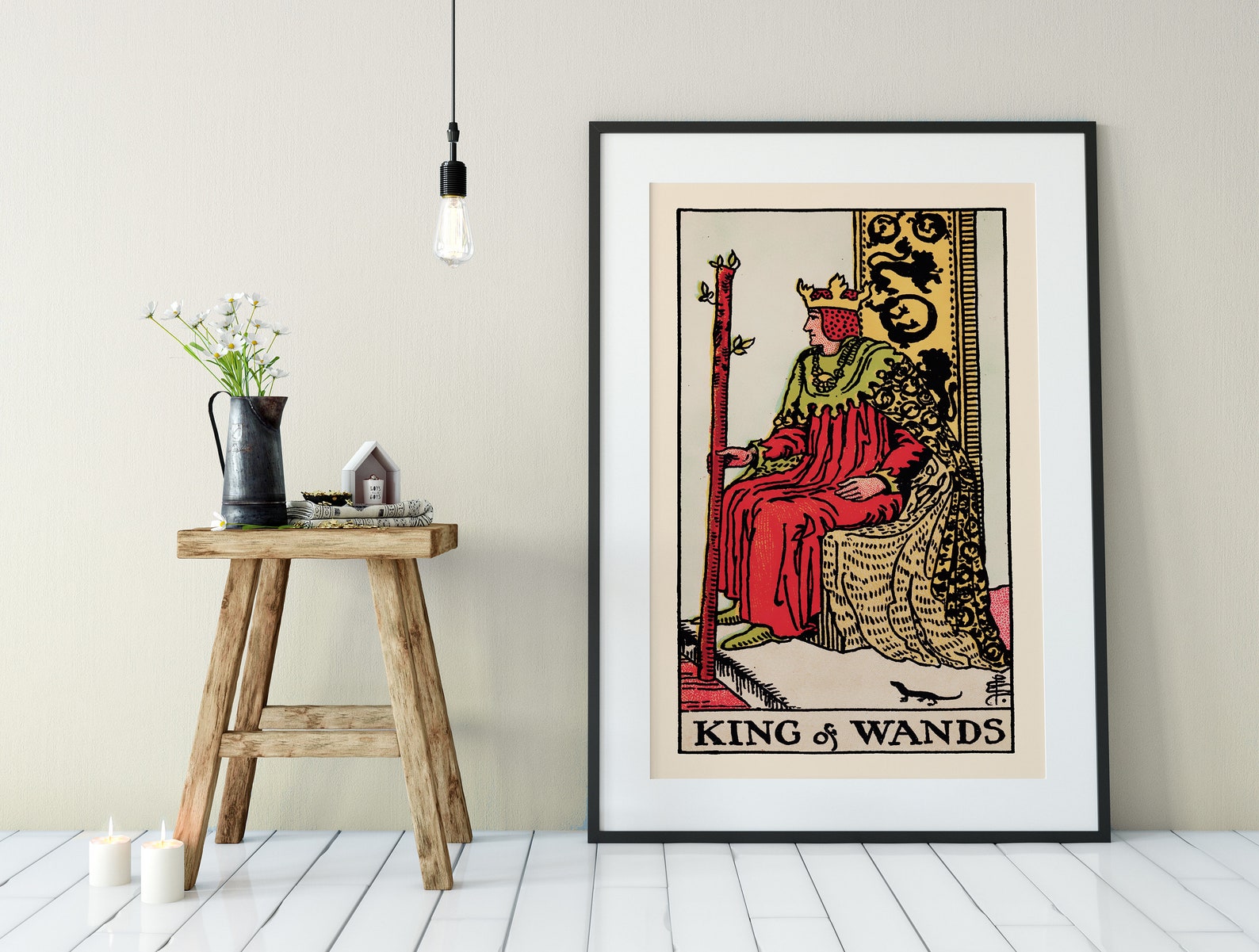 King of Wands Tarot Card Art Print - Etsy