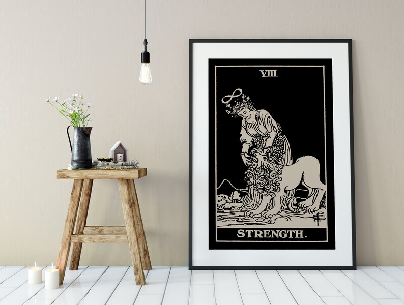 Strength Tarot Card Print The Strength Card Poster No | Etsy