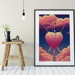 Three of Swords Tarot Card Print - Green Menagerie Tarot - Etsy