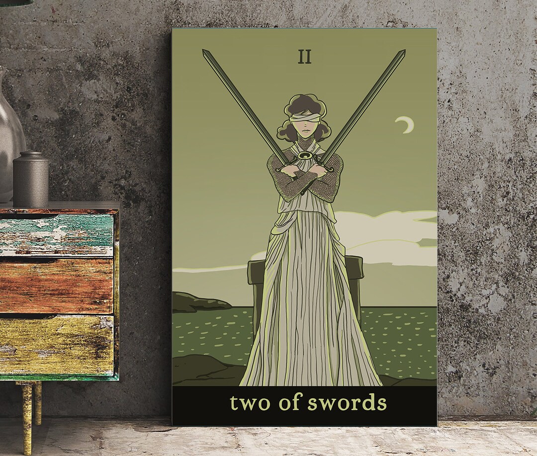 Two of Swords Tarot Card Print - Green Menagerie Deck - Etsy