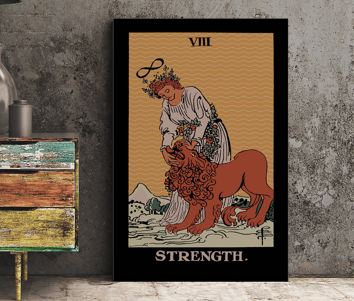 Strength Tarot Card Print the Strength Card Darker - Etsy