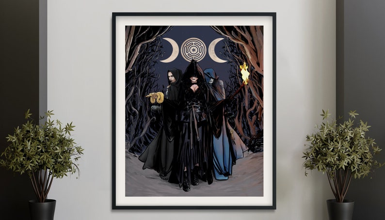 Hecate Moon Goddess Poster Painted Wiccan Triple Goddess - Etsy