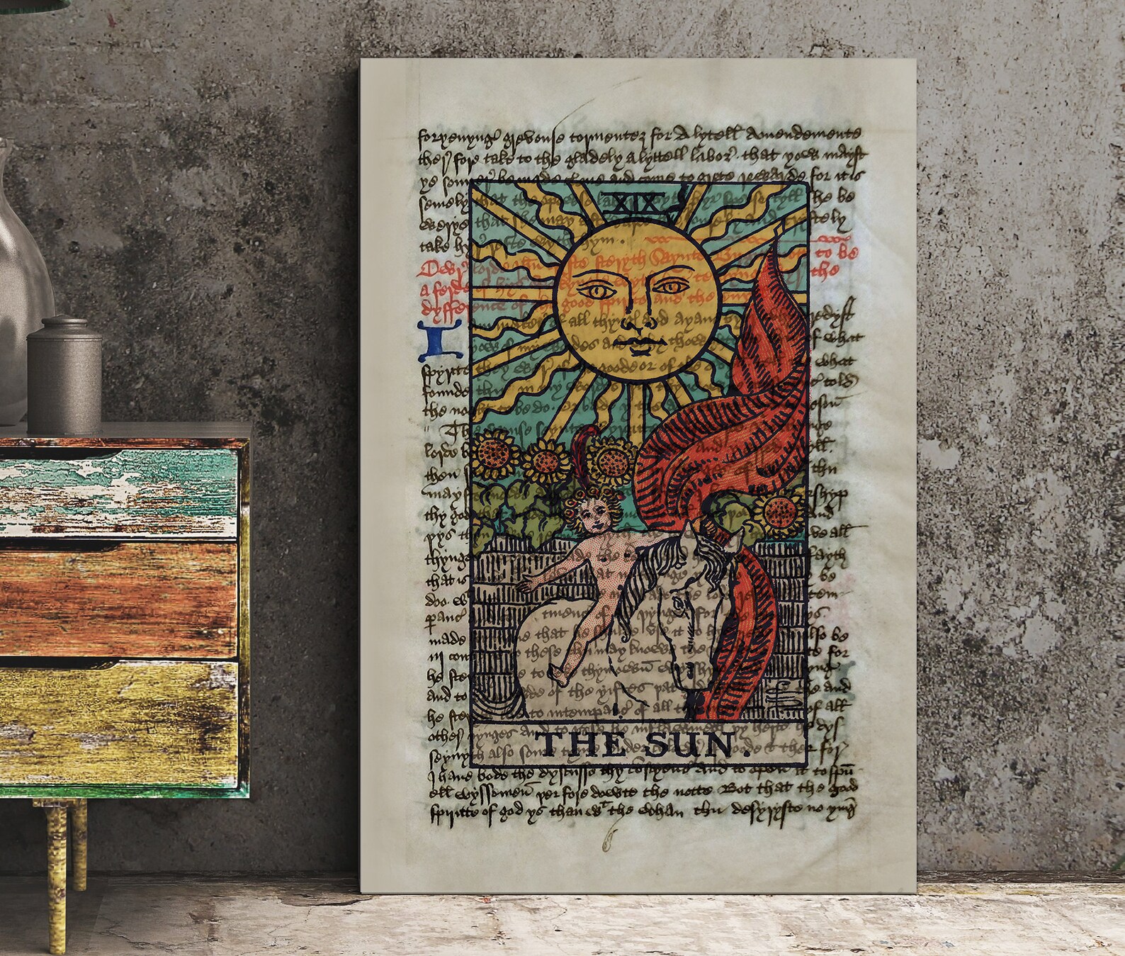 The Sun Tarot Card Print the Sun Card Poster No Frame | Etsy