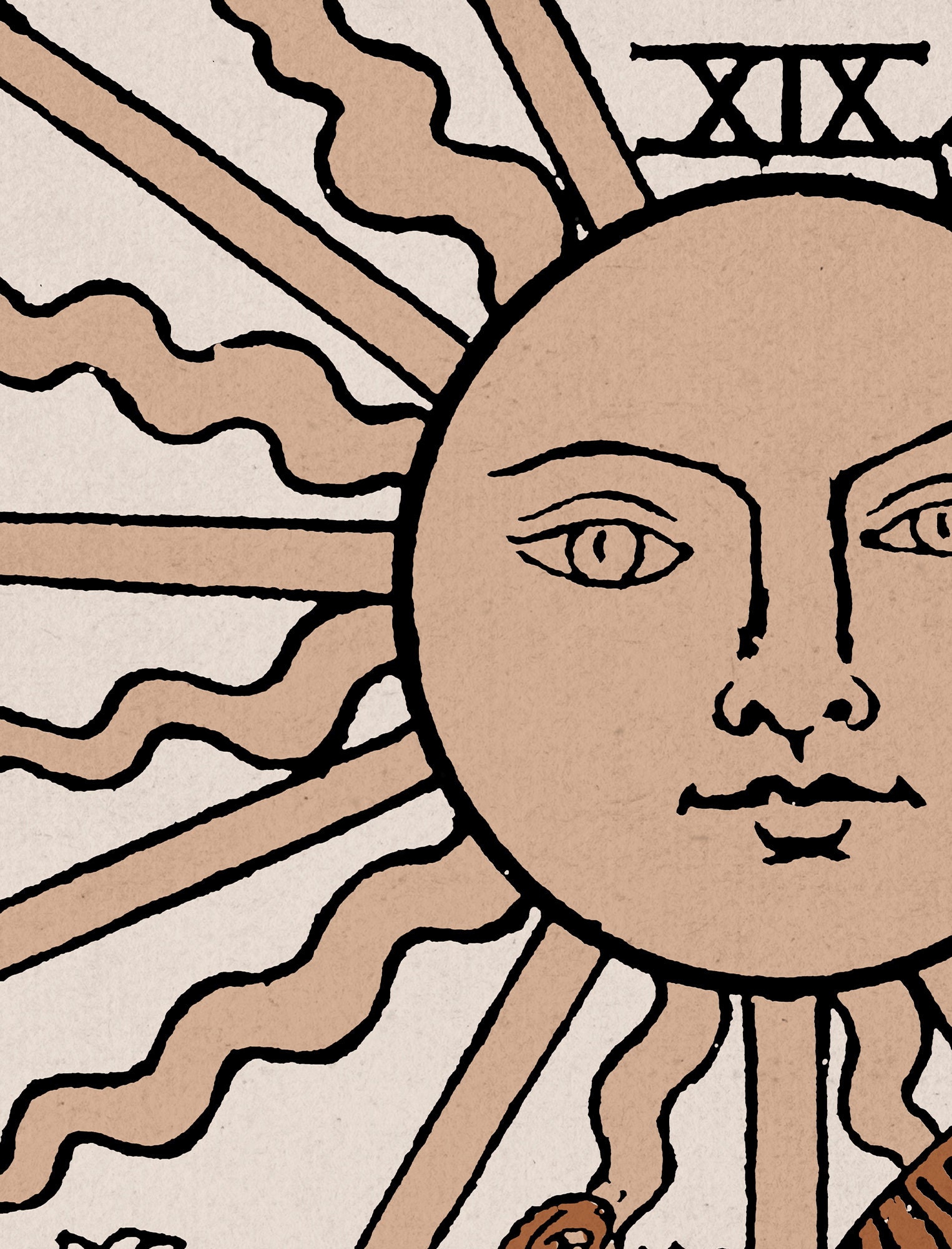 The Sun Tarot Card Print the Sun Card Neutral Vibe Poster | Etsy