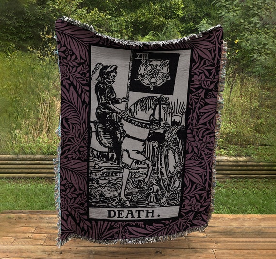 Woven Blanket Death Tarot Card Purple and Black Floral Throw | Etsy