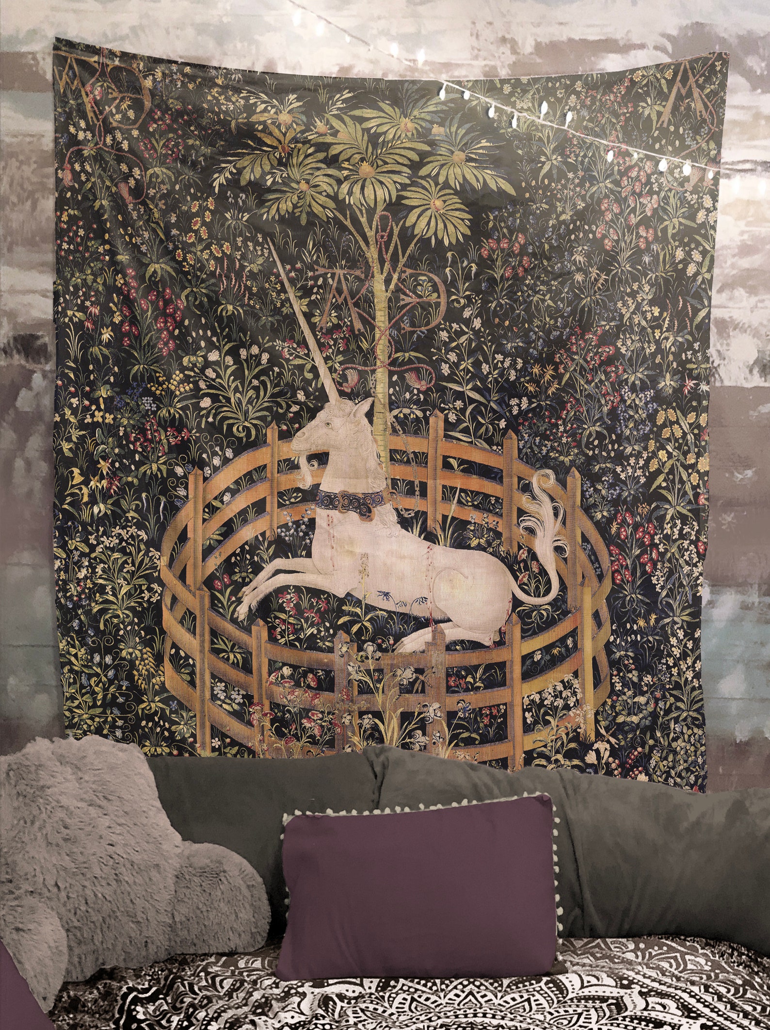 Medieval Unicorn Tapestry the Unicorn in Captivity printed | Etsy