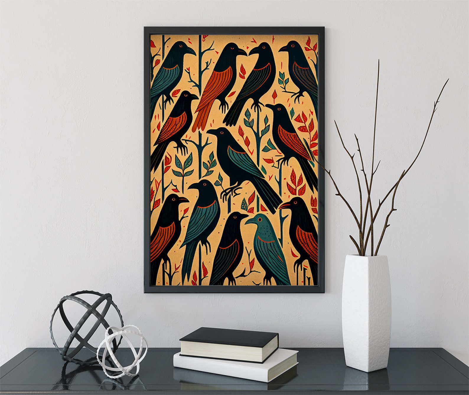 The Black Crows Folk Art Poster, No Frame - Etsy