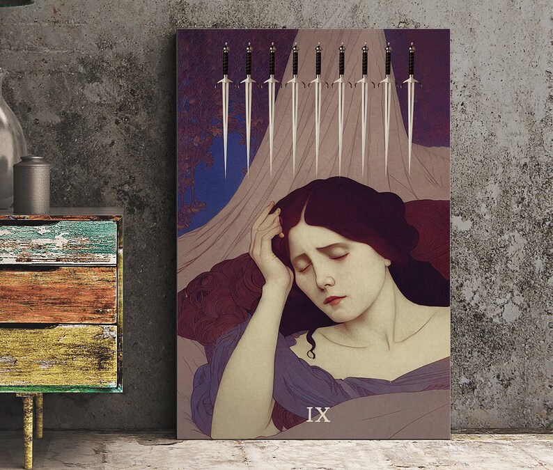 9 of Swords Tarot Card Print – Green Menagerie Deck Art - Etsy