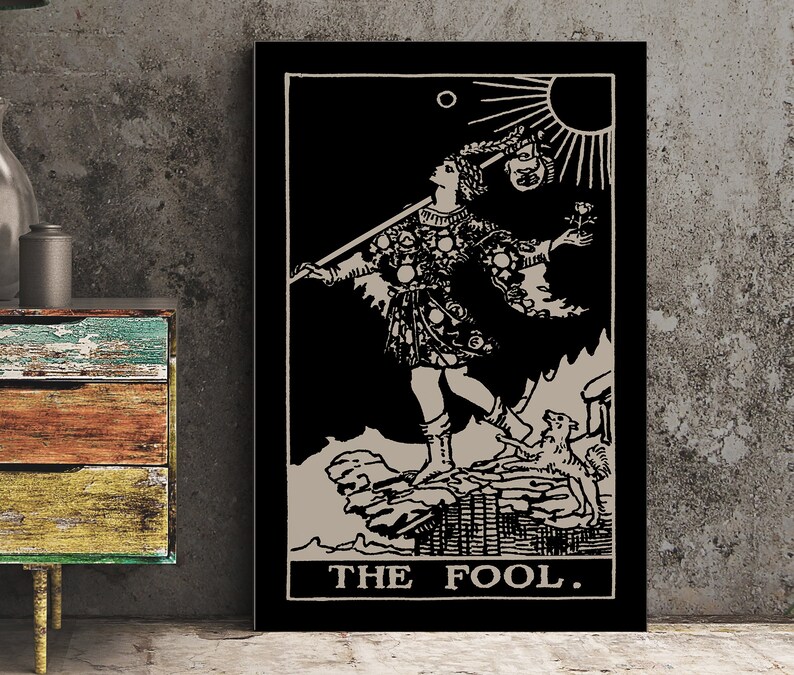 The Fool - Tarot Card Print - the Fool Black Card Poster, No Frame - Etsy