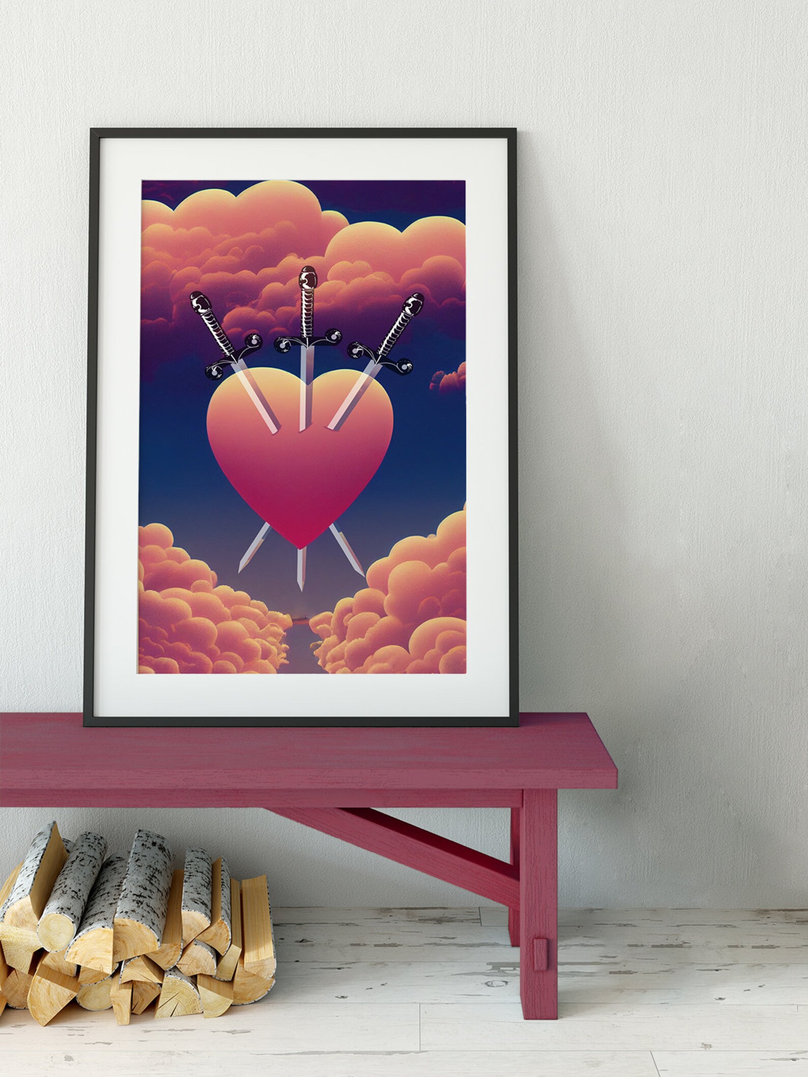 Three of Swords Tarot Card Print - Green Menagerie Tarot - Etsy