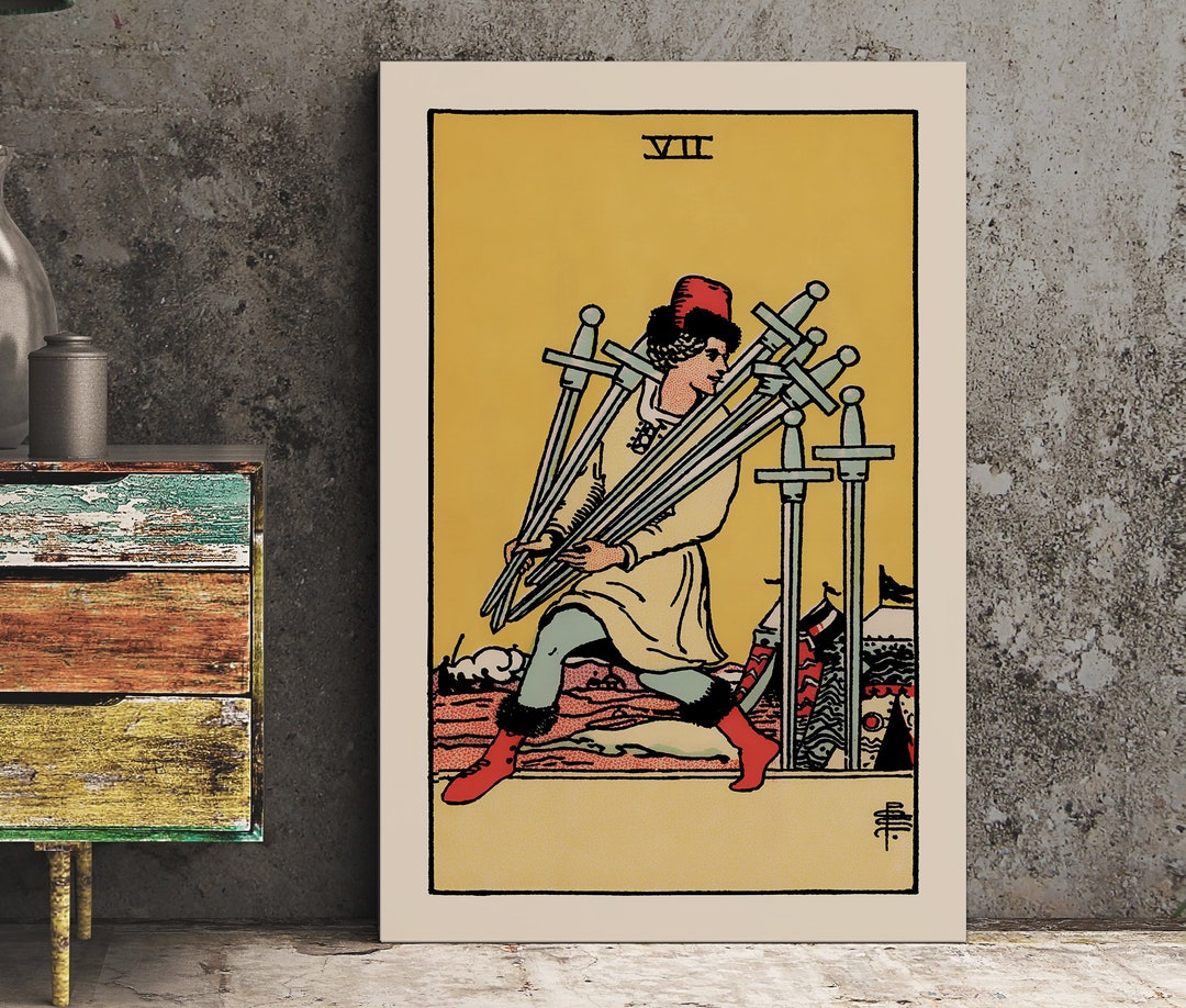 7 of Swords - Tarot Card Print - the Seven of Swords Card Poster, No ...