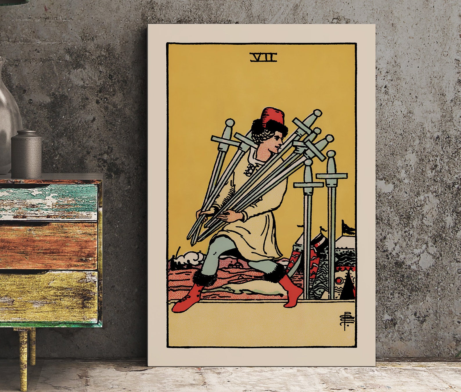 7 of Swords Tarot Card Print the Seven of Swords Card - Etsy