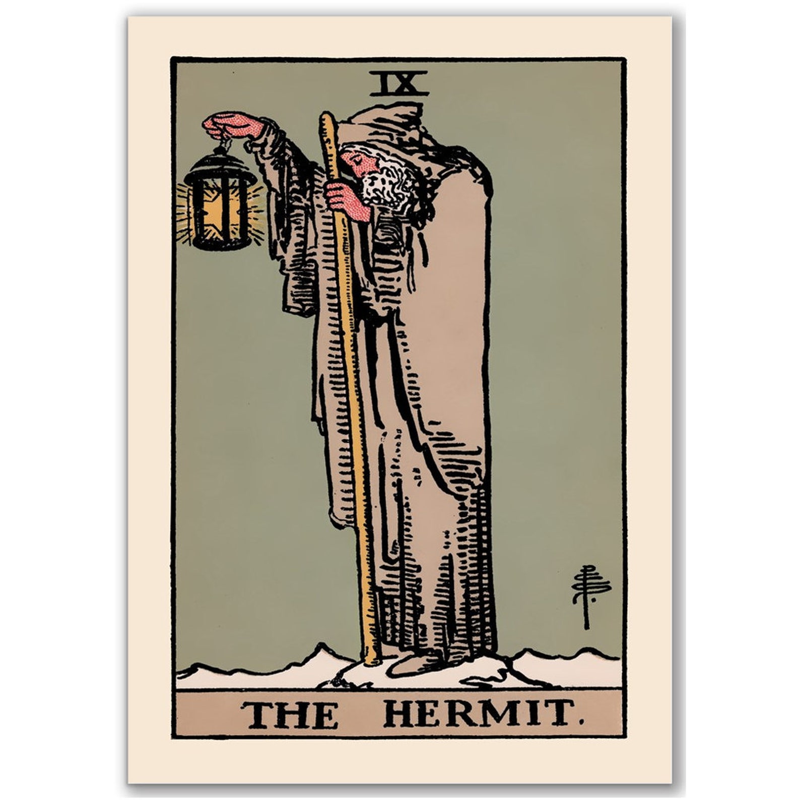 The Hermit Tarot Card Print the Hermit Card Poster No | Etsy