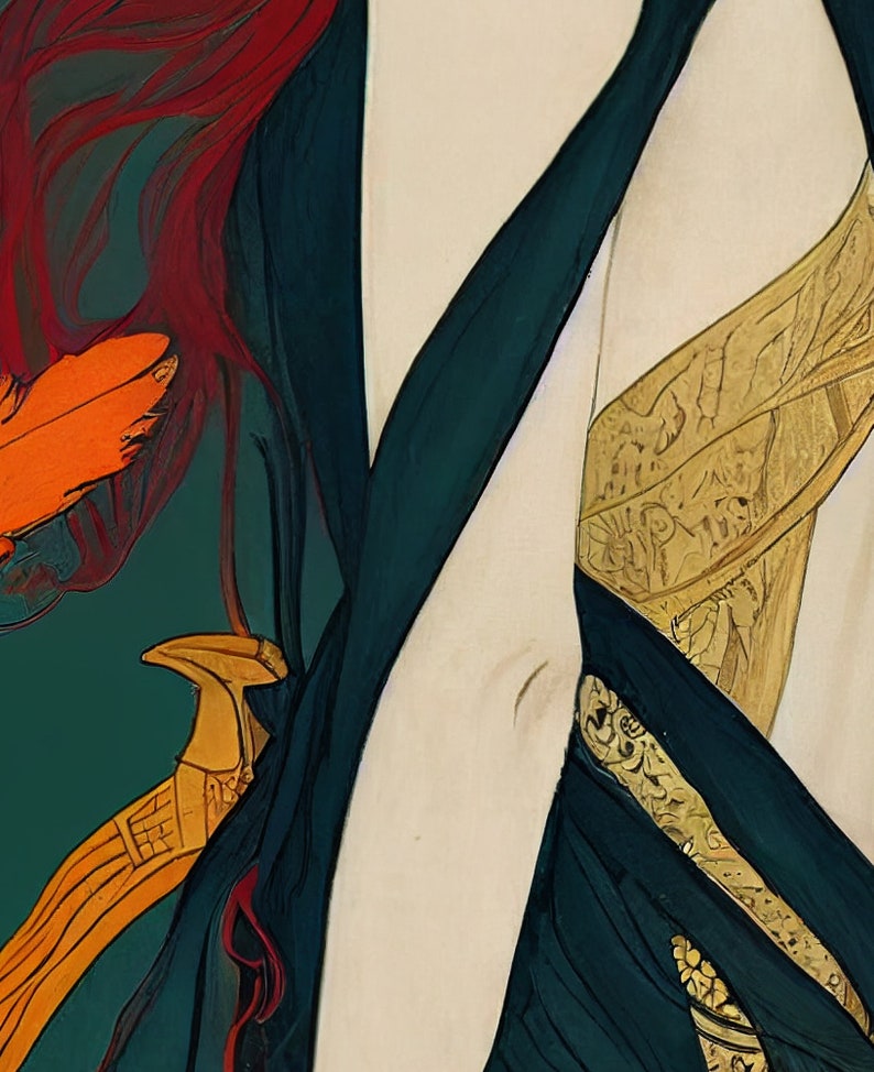 The Morrigan Poster, Warrior Goddess Print in the Style of Mucha, No ...