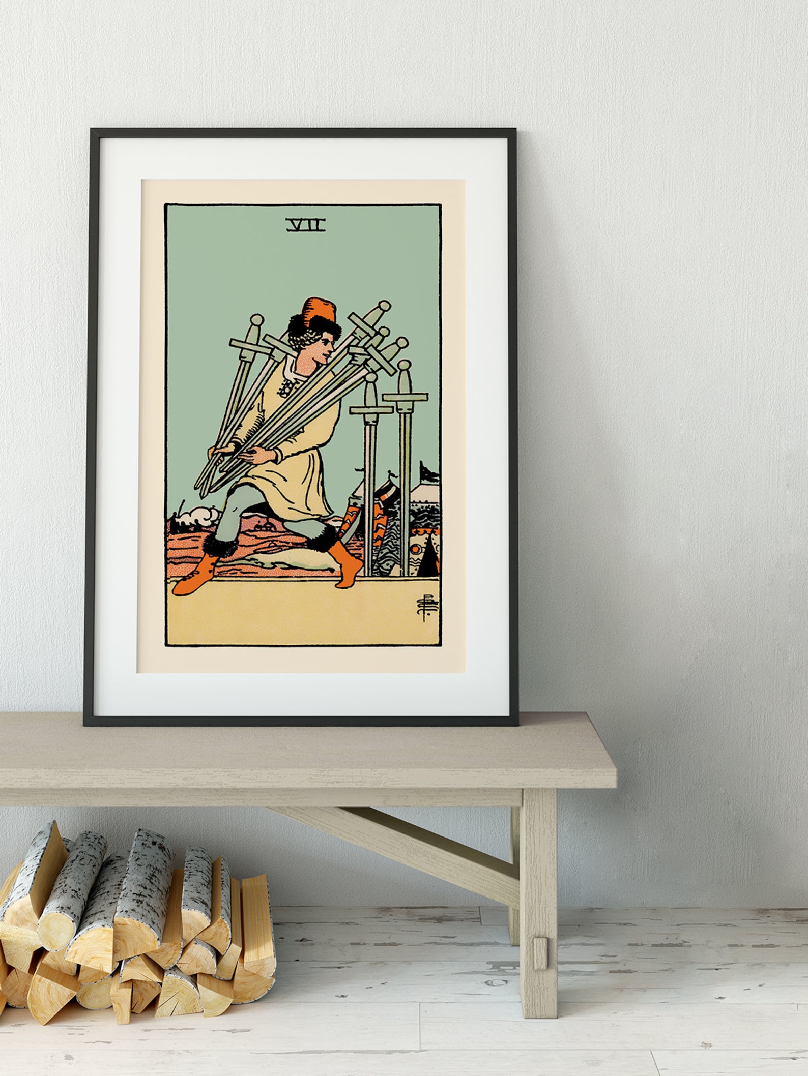 7 of Swords Tarot Card Print the Seven of Swords Blue Sky - Etsy