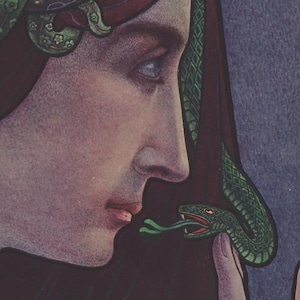 Cleopatra Whispering to Snakes Print, Egyptian Goddess of the Nile ...