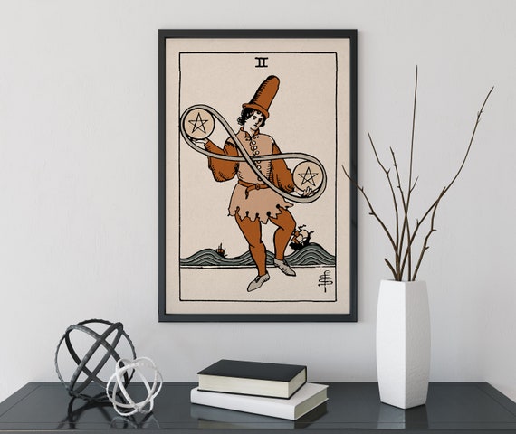 Two of Pentacles Tarot Card Print the 2 of Pentacles Card - Etsy