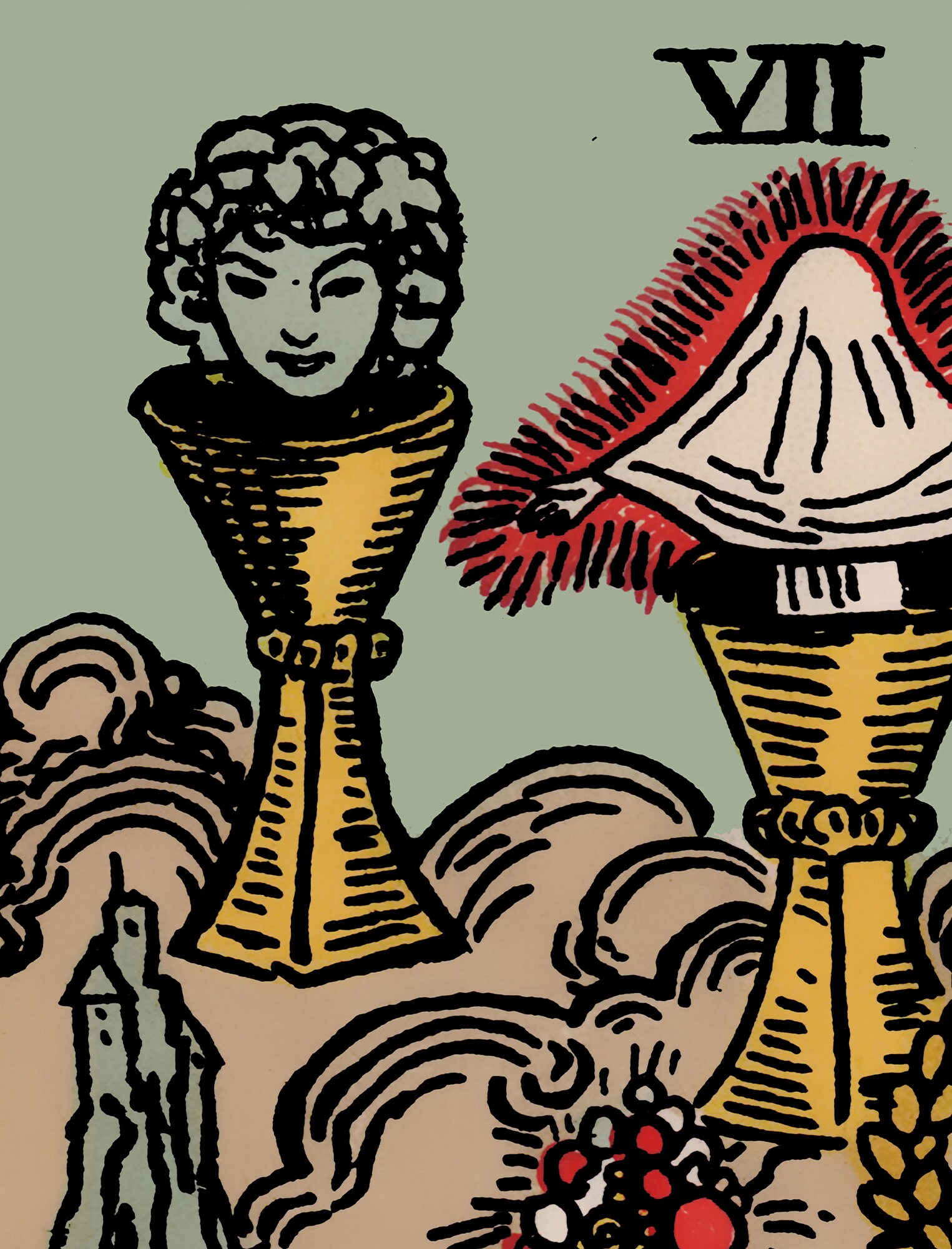 7 of Cups - Tarot Card Print - the Seven of Cups Card Poster, No Frame ...