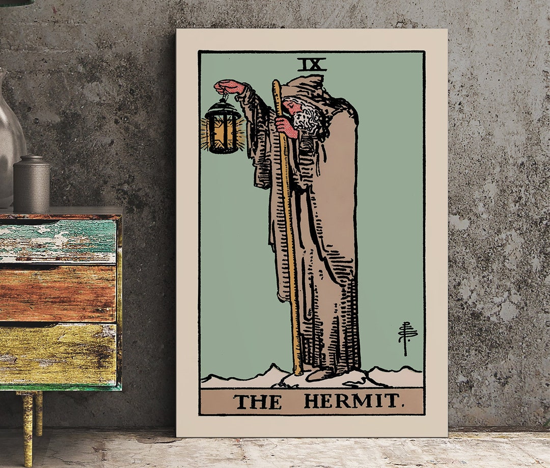 The Hermit - Tarot Card Print - the Hermit Blue Card Poster, No Frame ...