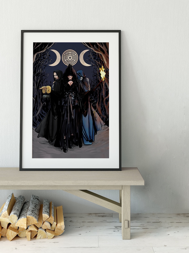 Hecate Moon Goddess Poster Painted Wiccan Triple Goddess - Etsy