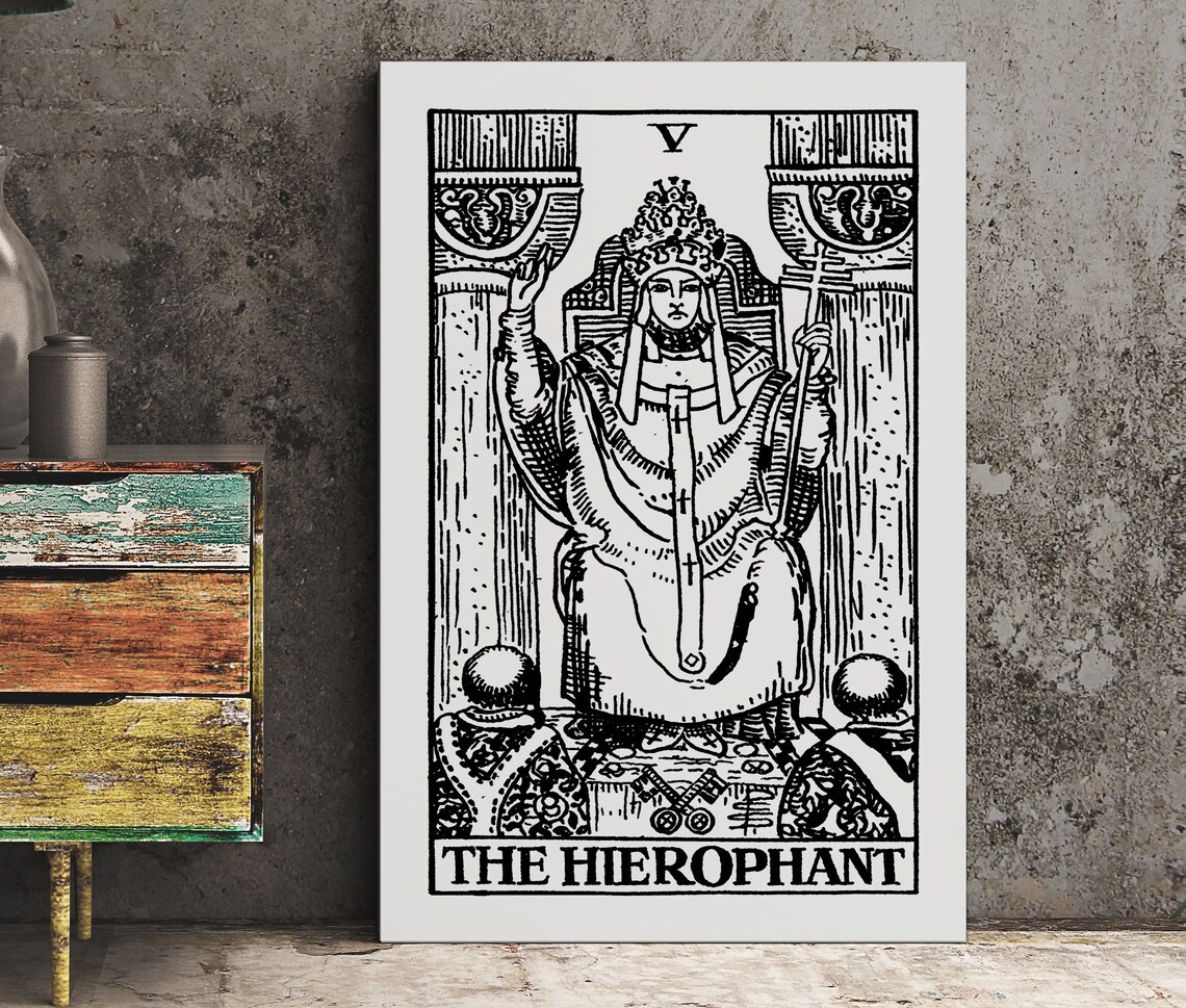 The Hierophant Tarot Card Print The Hierophant Black and | Etsy