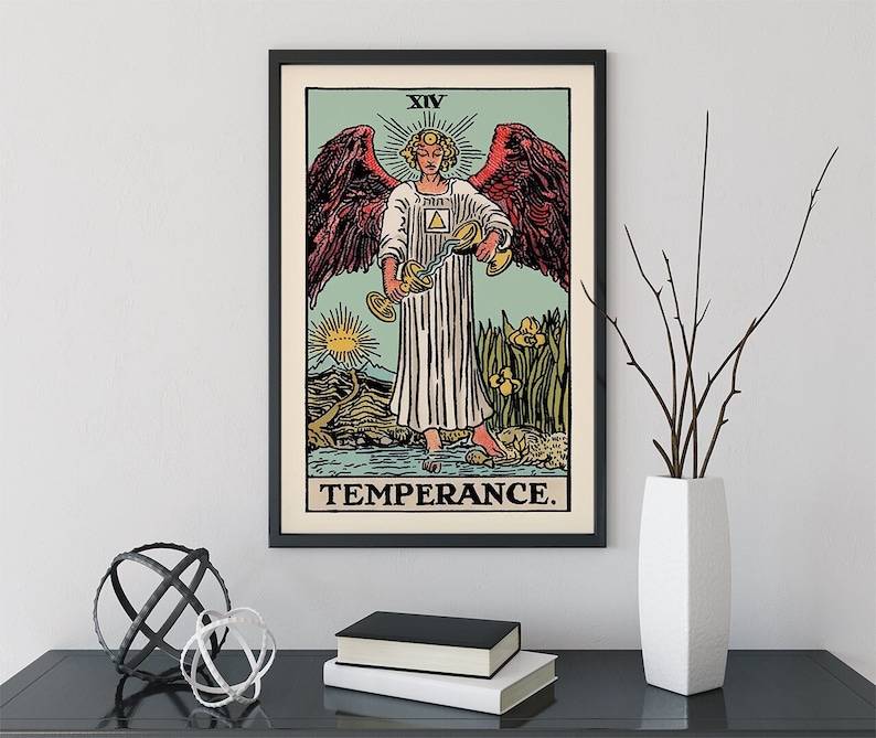 Temperance Tarot Card Print – Winged Angel Art, Blue Poster - Etsy