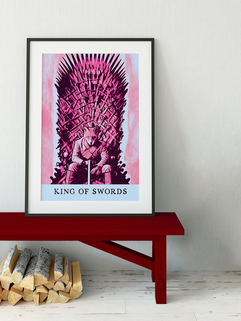 King of Swords Tarot Card Print - Green Menagerie Deck Poster - Etsy