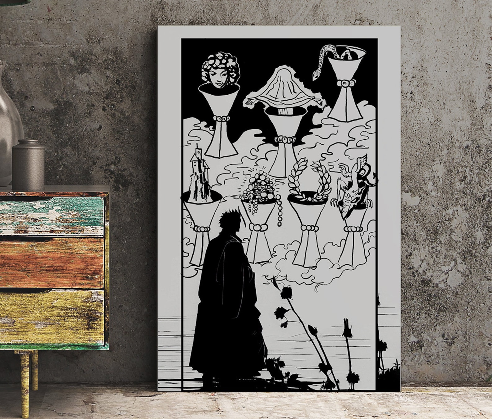 7 of Cups Tarot Card Print – Classic Tarot Art Poster - Etsy