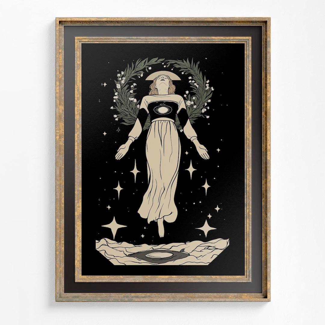 The World - Tarot Card Print - Floating Girl Illustration Poster, No ...