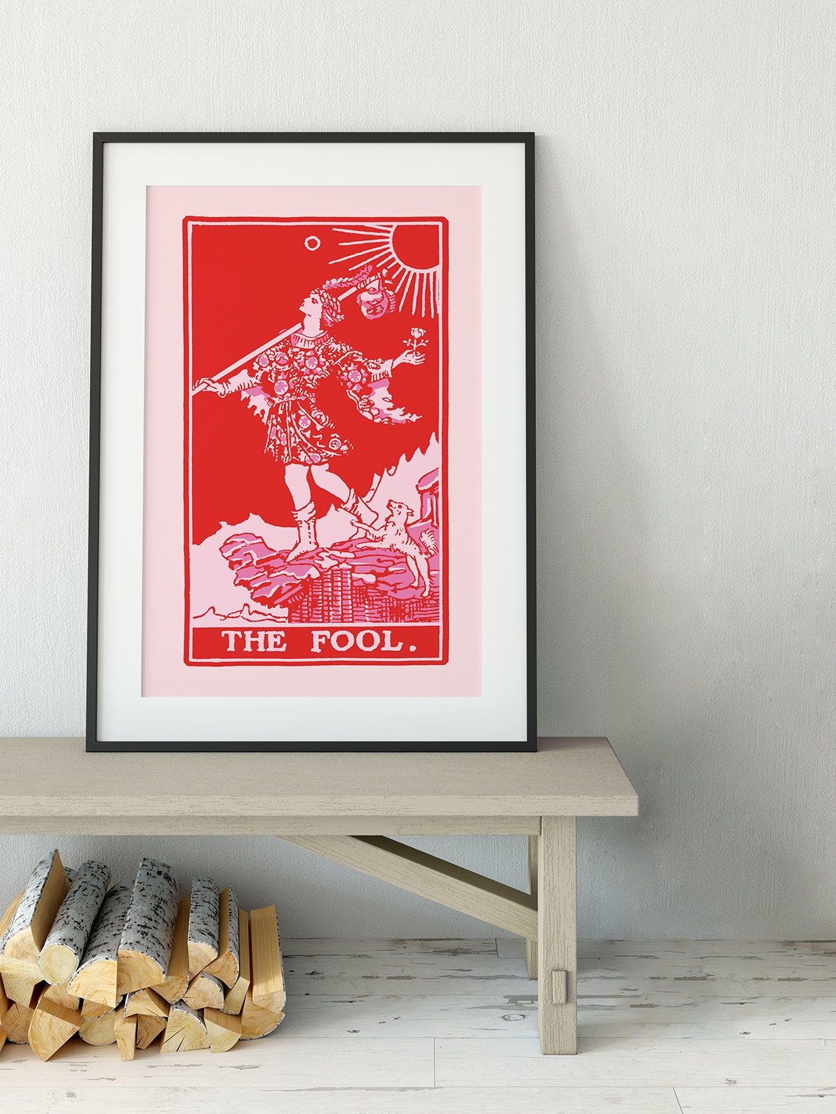 The Fool Tarot Card Print the Fool Card Red and Pink | Etsy