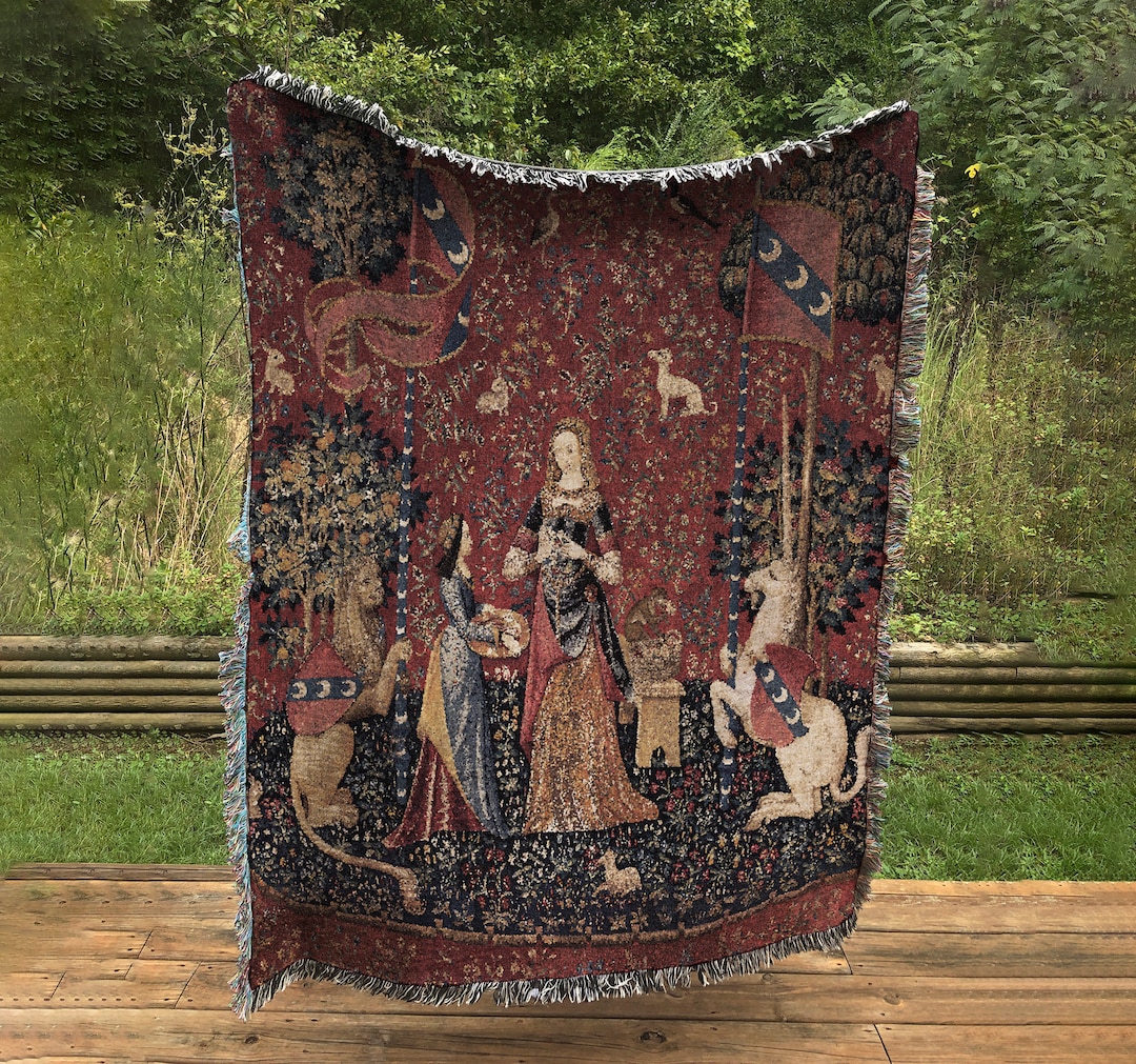Woven Cotton Tapestry/throw Blanket - Lady With Unicorn Sense of Scent ...