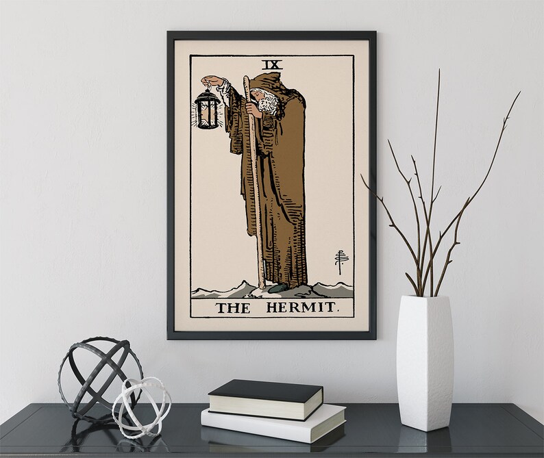 The Hermit - Tarot Card Print - the Hermit Card Neutral Vibe Poster ...