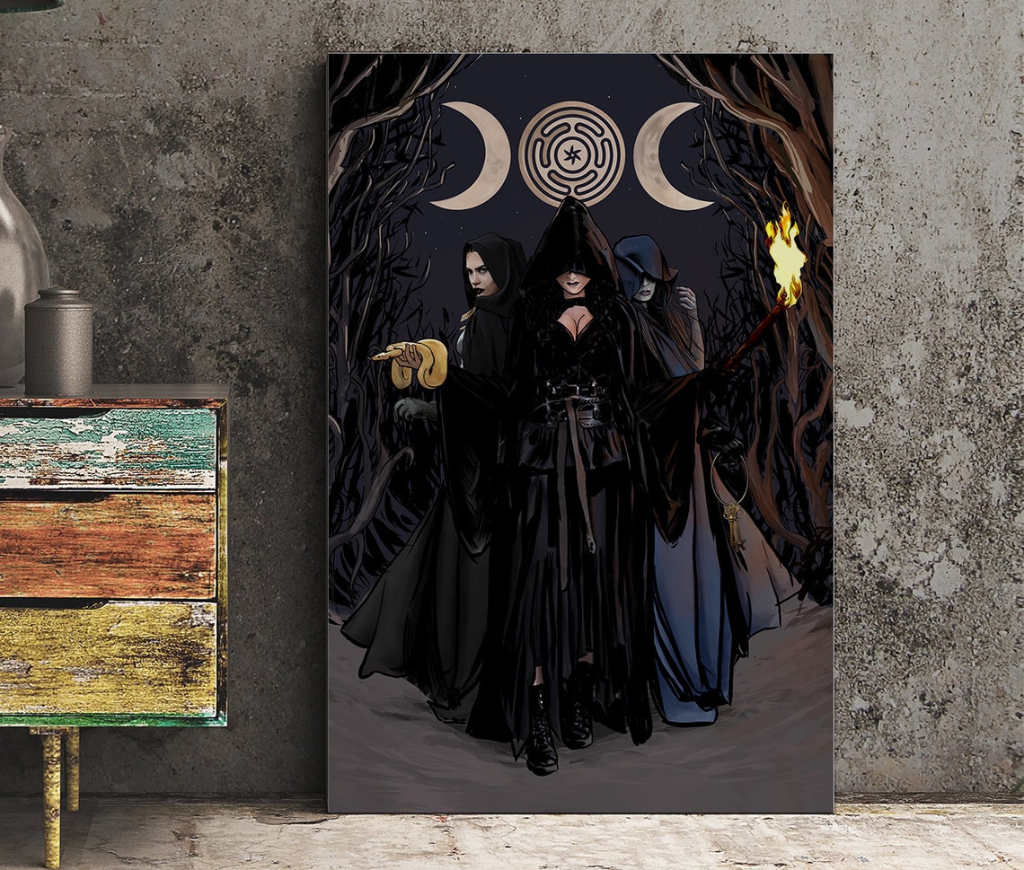 Hecate Moon Goddess Poster Painted Wiccan Triple Goddess - Etsy