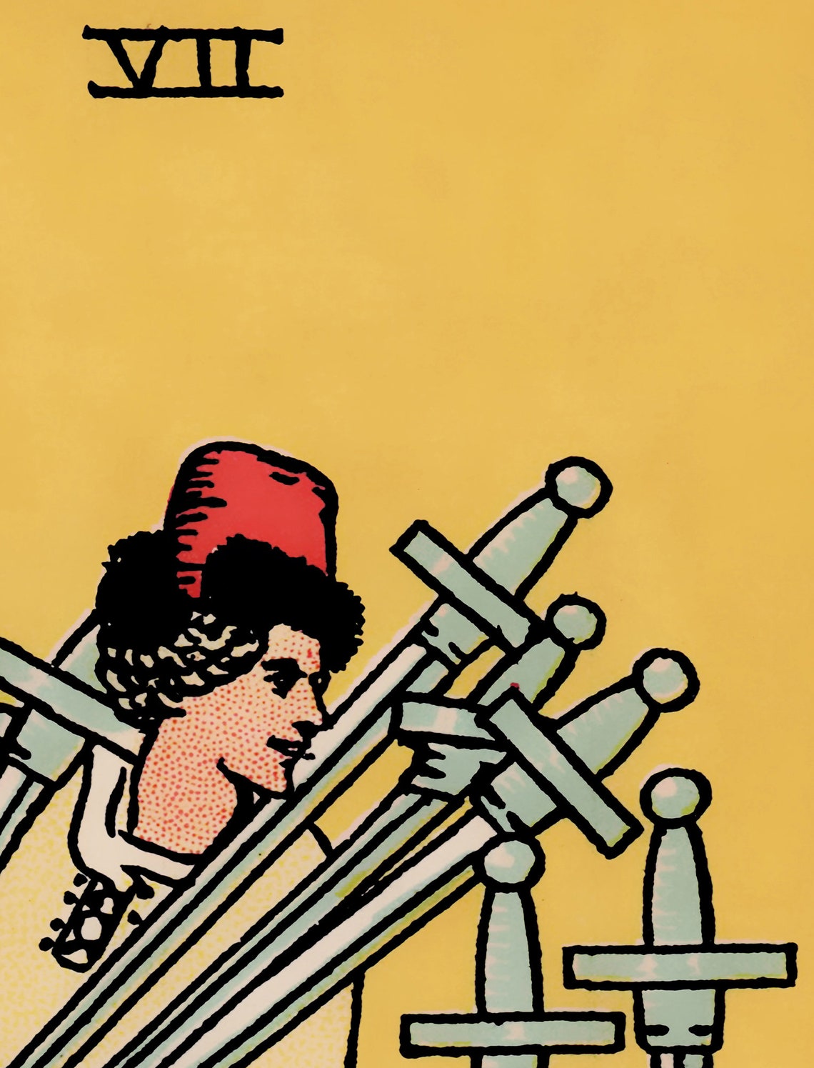 7 of Swords Tarot Card Print the Seven of Swords Card - Etsy