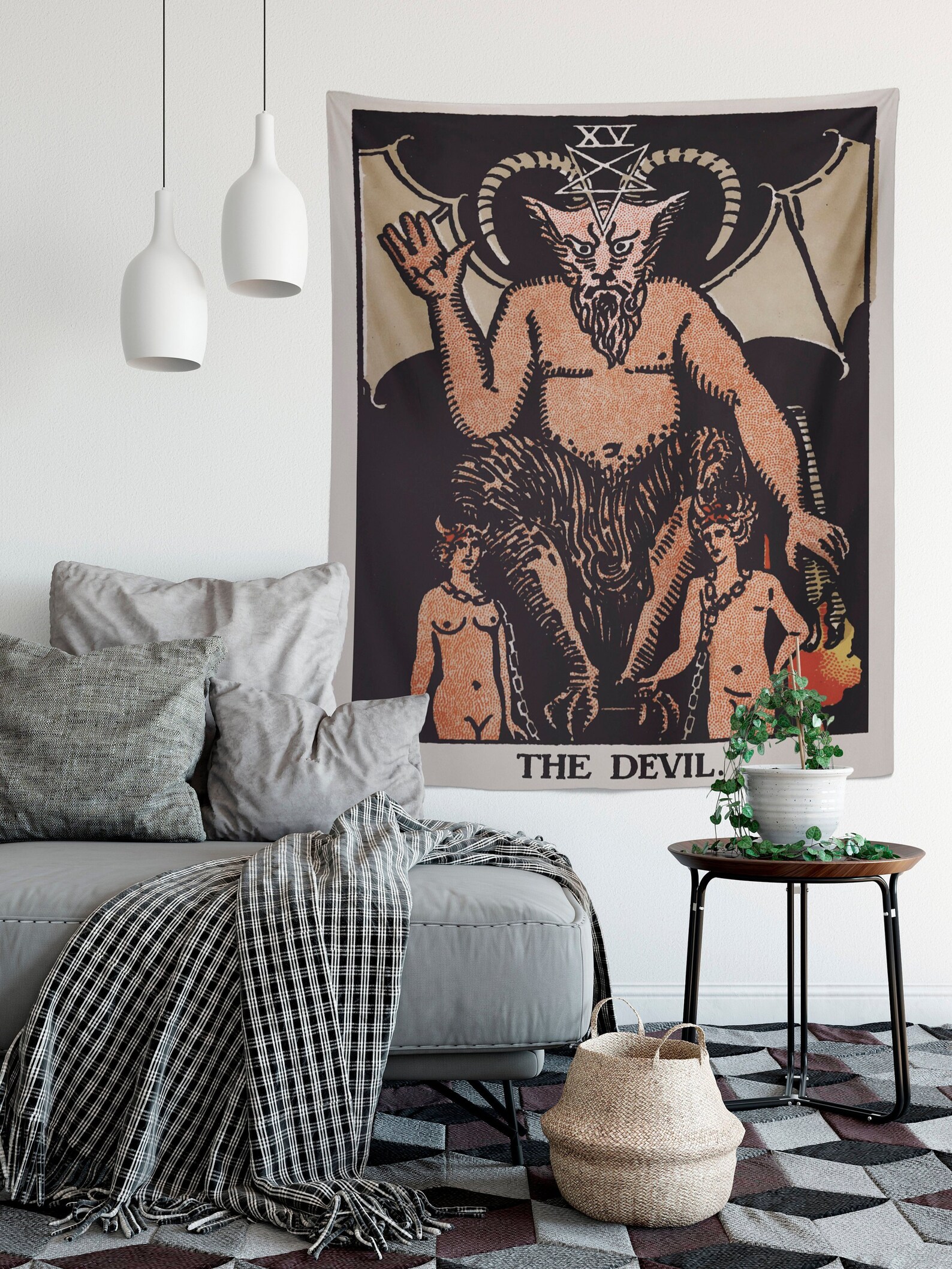 The Devil Tarot Card Tapestry Rider Waite Devil Tapestry - Etsy