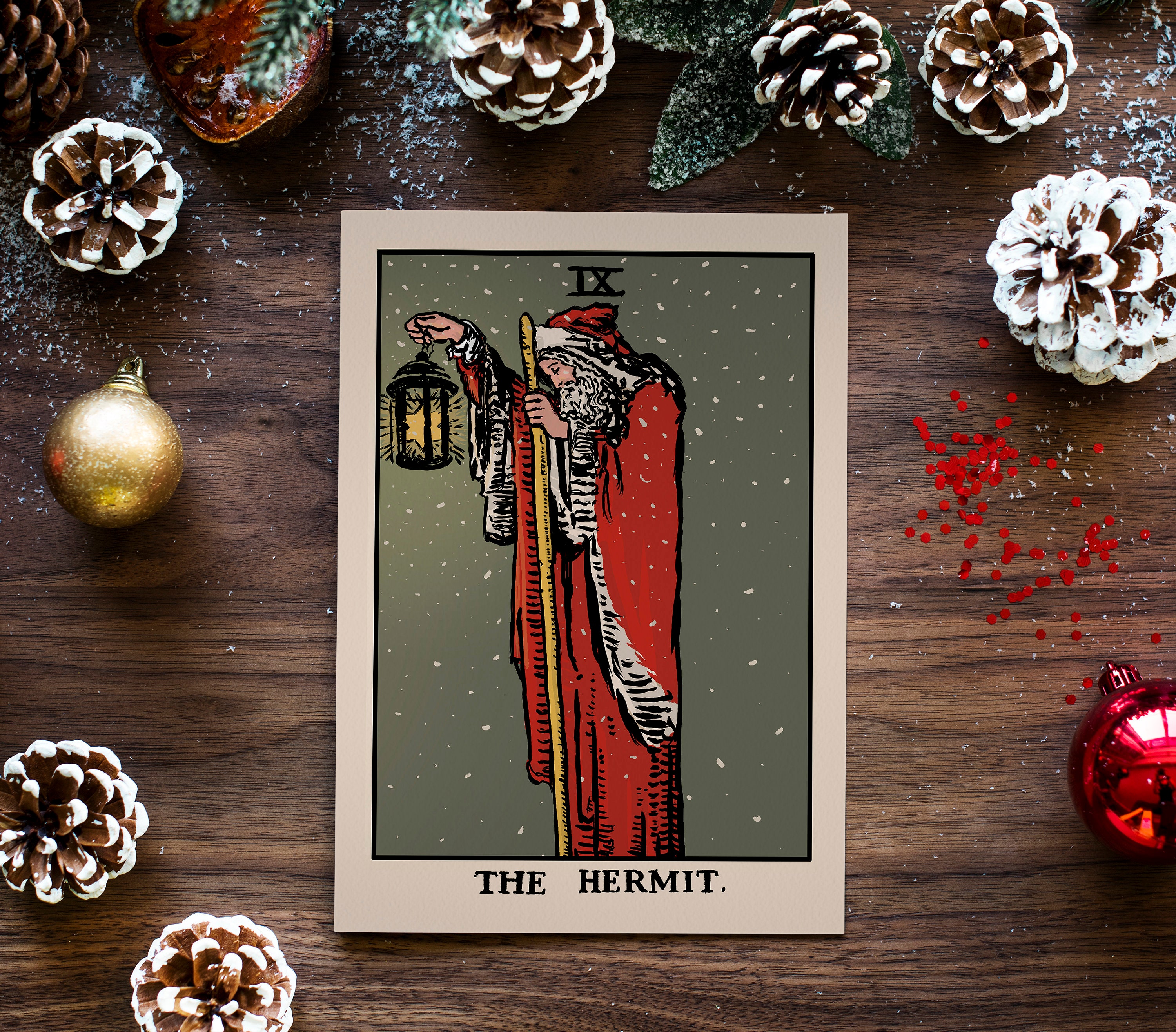Christmas Cards Tarot Themed Hermit as Santa Holiday Cards | Etsy