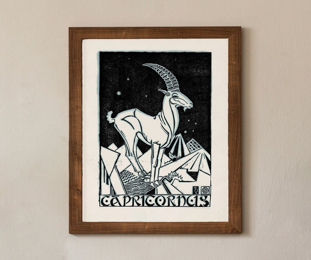 CAPRICORN Astrological Sign Poster, Mid Century Modern Vintage Zodiac ...