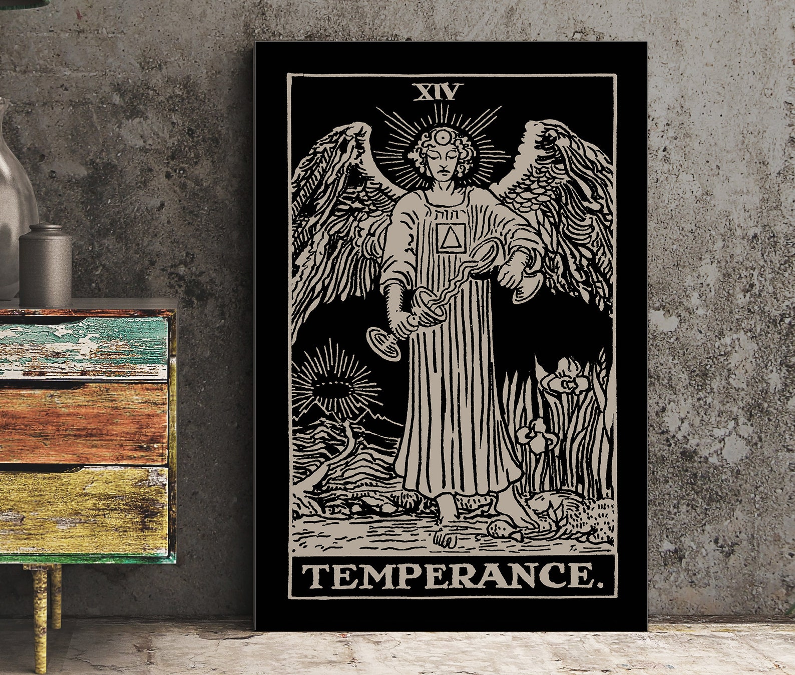 Temperance Tarot Card Print - Black and White Art - Etsy