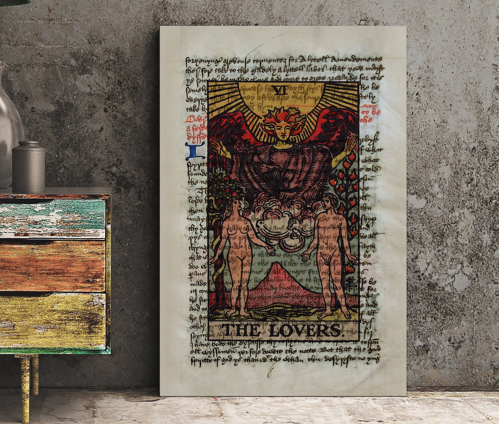 The Lovers Tarot Card Print The Lovers Card Poster No | Etsy