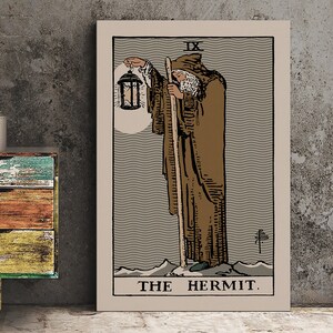 The Hermit - Tarot Card Print - the Hermit Card Neutral Vibe Poster ...